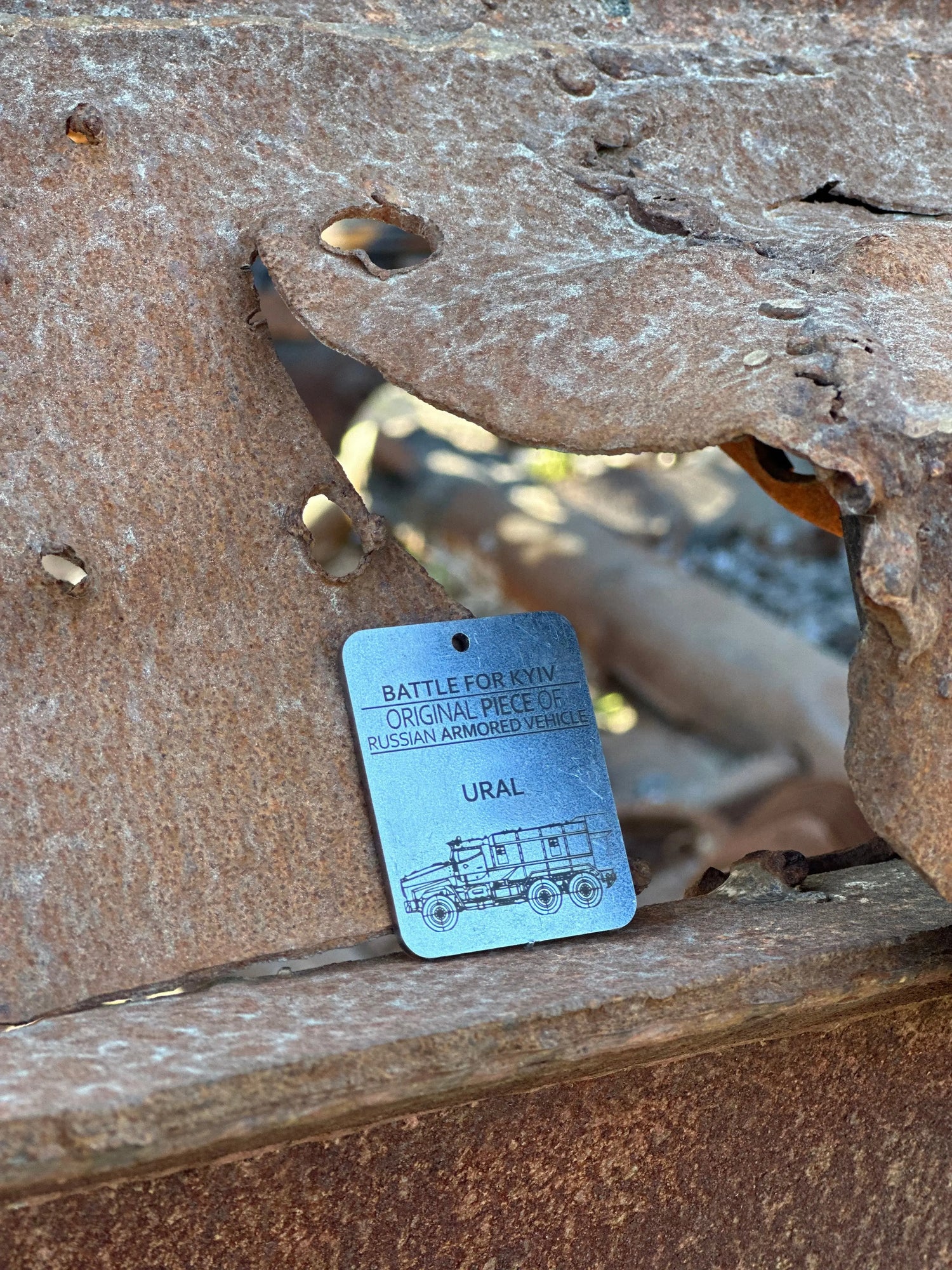 Metal Keychain - "Piece of Russian Armored Vehicle URAL" Made in Ukrai ...